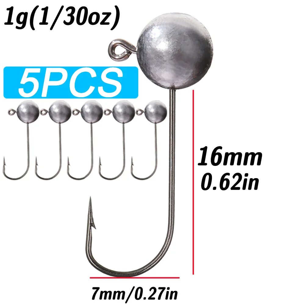 5-20 шт. металлические крючки с джиг-головкой, 1 г, 5 г, 7 г, 10 г, шариковый хвостовик, колючий корень Ned Rig, комплект мягких приманок для рыбалки, снасти Pesca, снасть, карповый рыболовный крючок