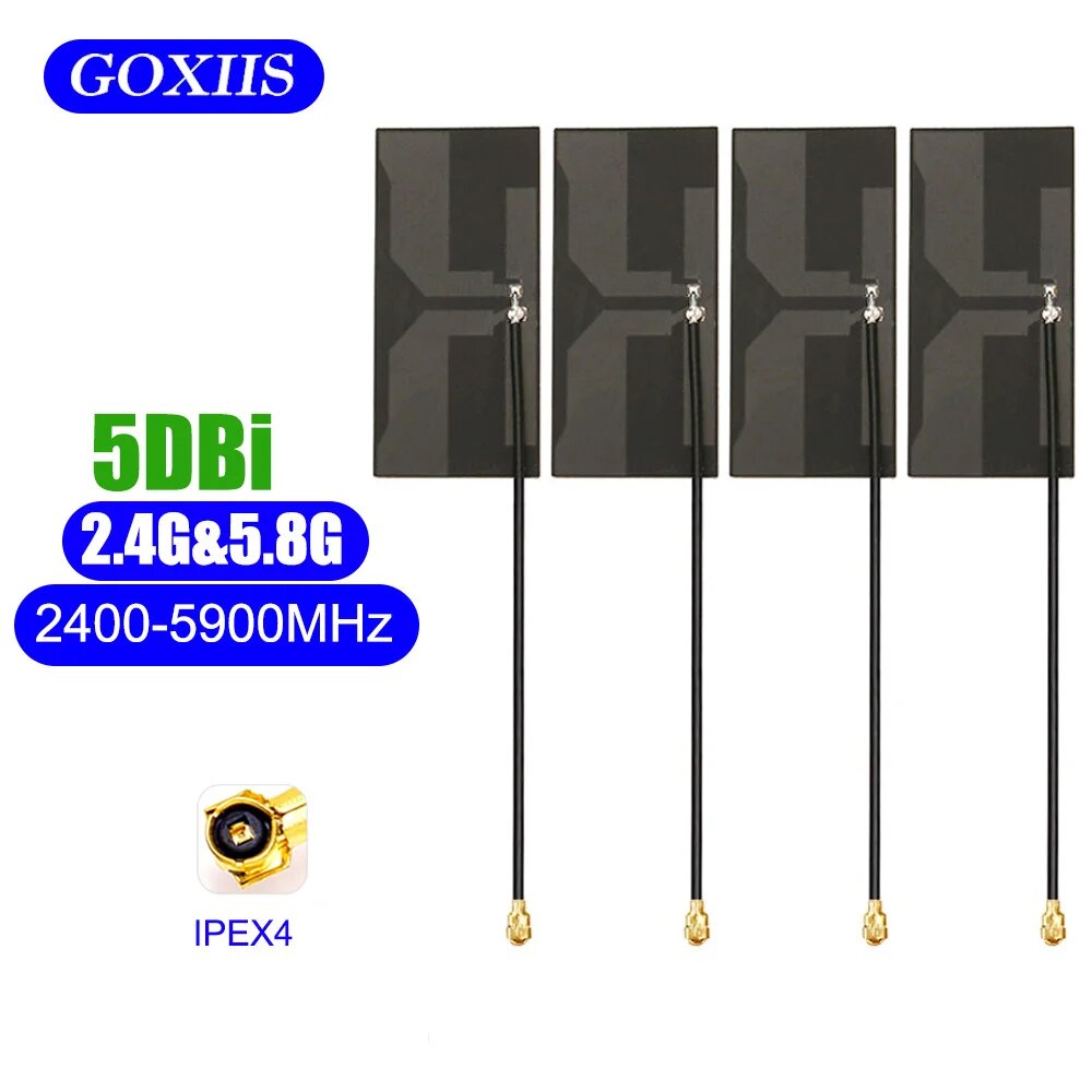 GOXIIS 2.4G-5.8G-IN01 двухчастотная антенна 5dBi IPEX4-4PCS