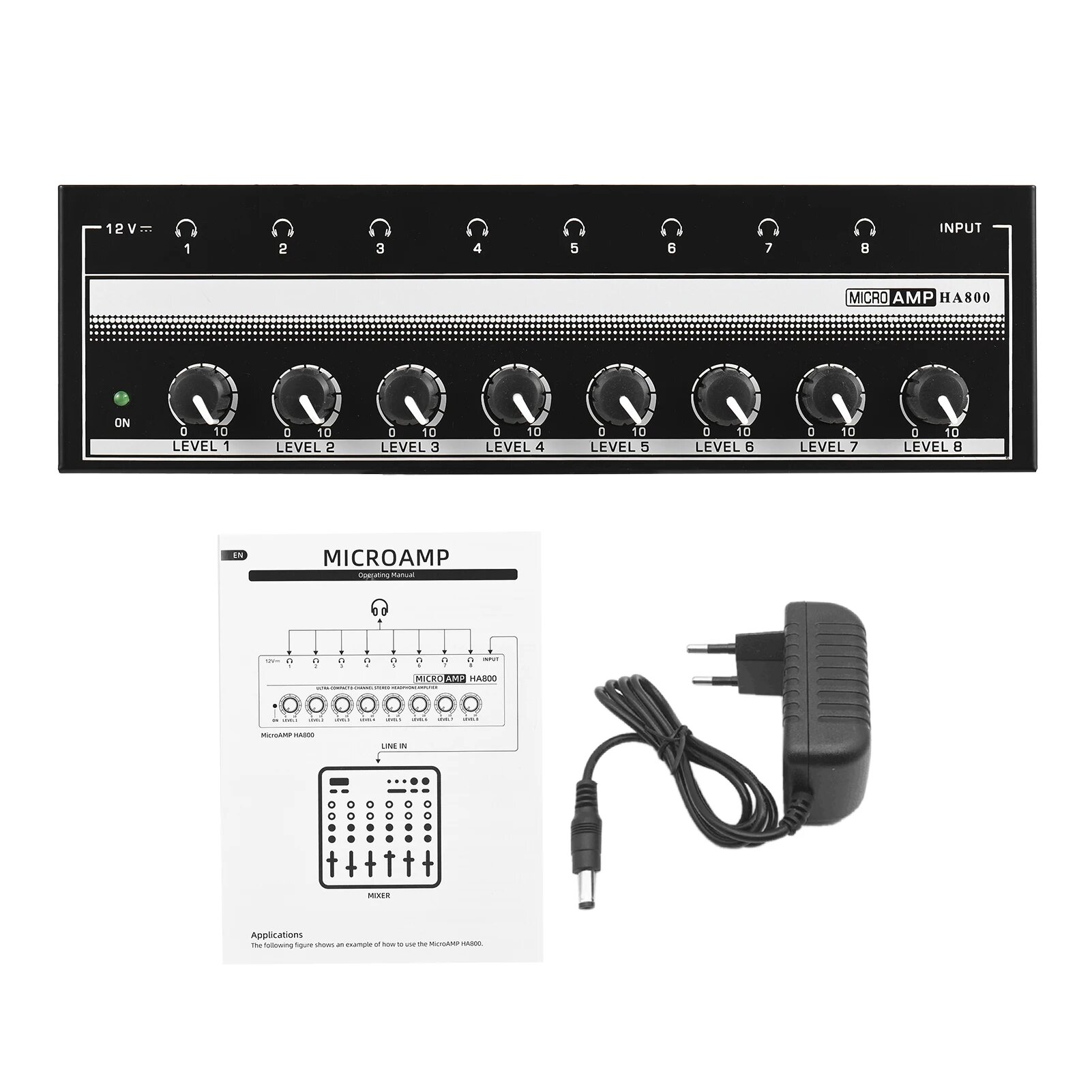 Усилитель для наушников Micamp HA800, 8 каналов, EU Plug