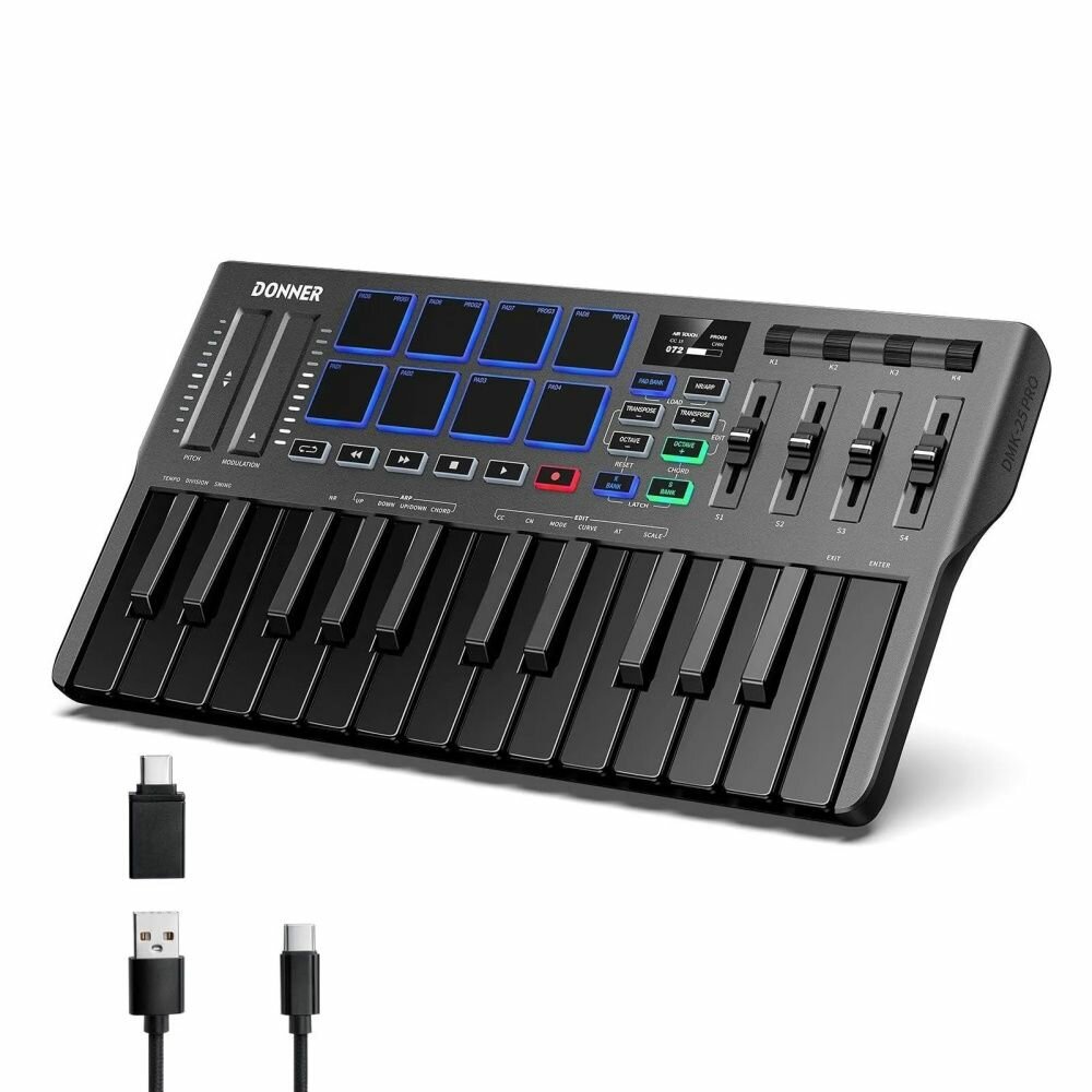MIDI-клавиатура Donner DMK- 25 Pro USB, 25 клавиш