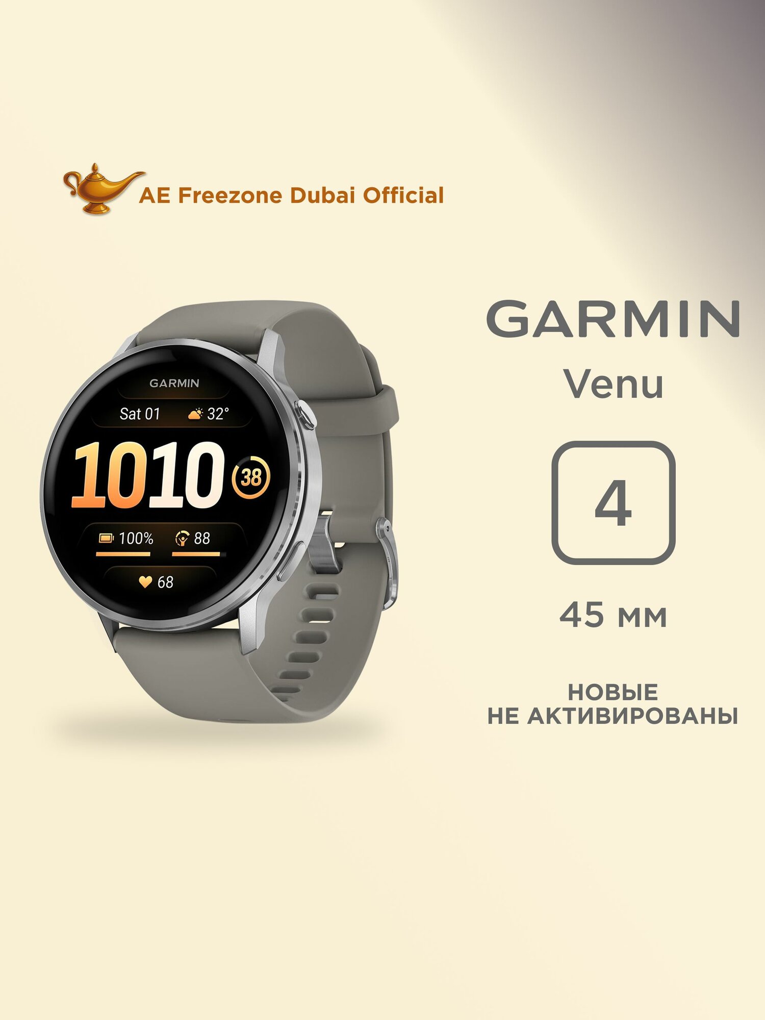 Умные часы Garmin Venu 4 45mm Silver with Silver Gray Silicone Band (010-03014-01)