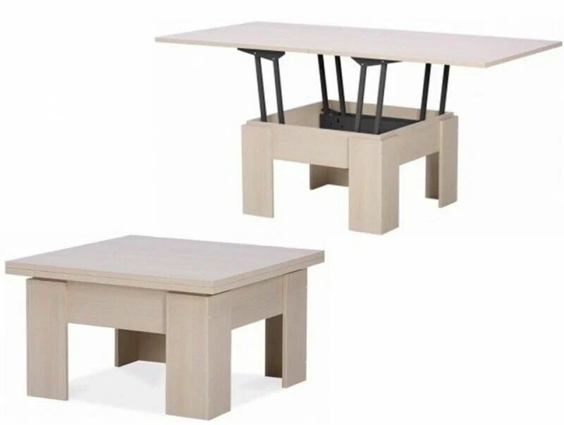 Стол трансформер обеденный дуб беленый 80х80см высота 40см, 160х80 высота 750 см, толщина столешницы 16 мм