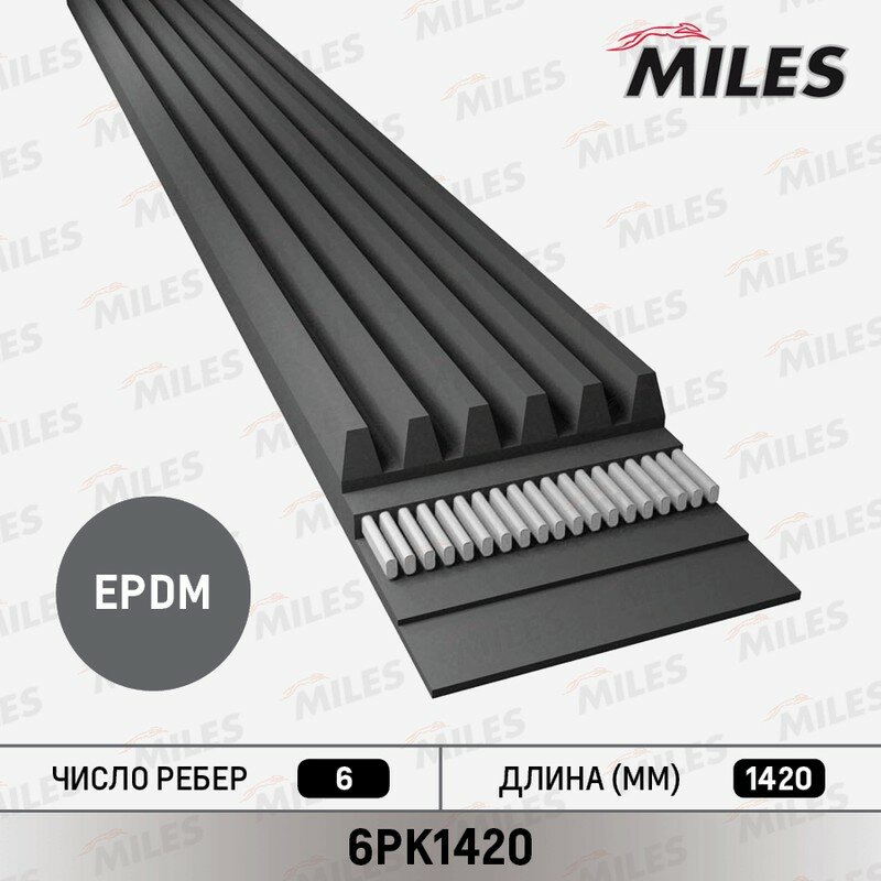 Ремень поликлиновой MILES 6PK1420 FORD Transit 2.5TD 94-00