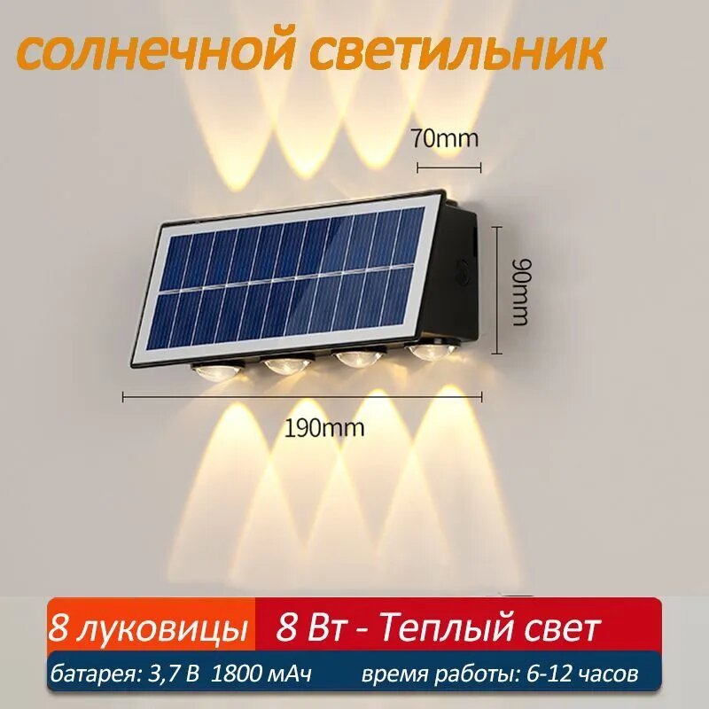 Уличный светильник, LED, количество ламп:8шт