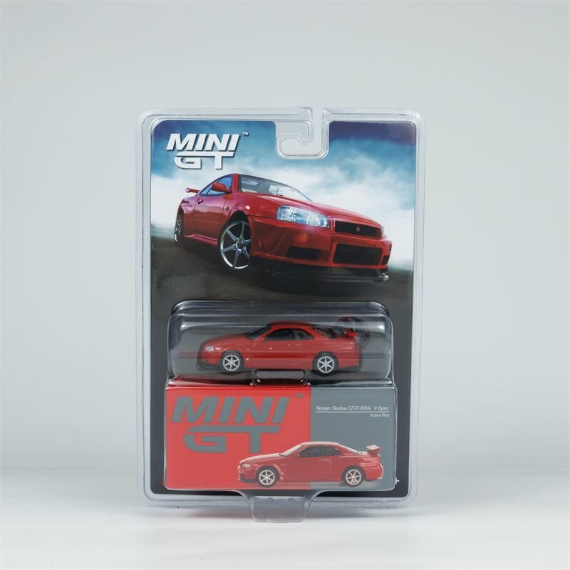 MINI GT x Majorette, литая коллекционная машинка 1:64(796-Nissan GT-R R34)