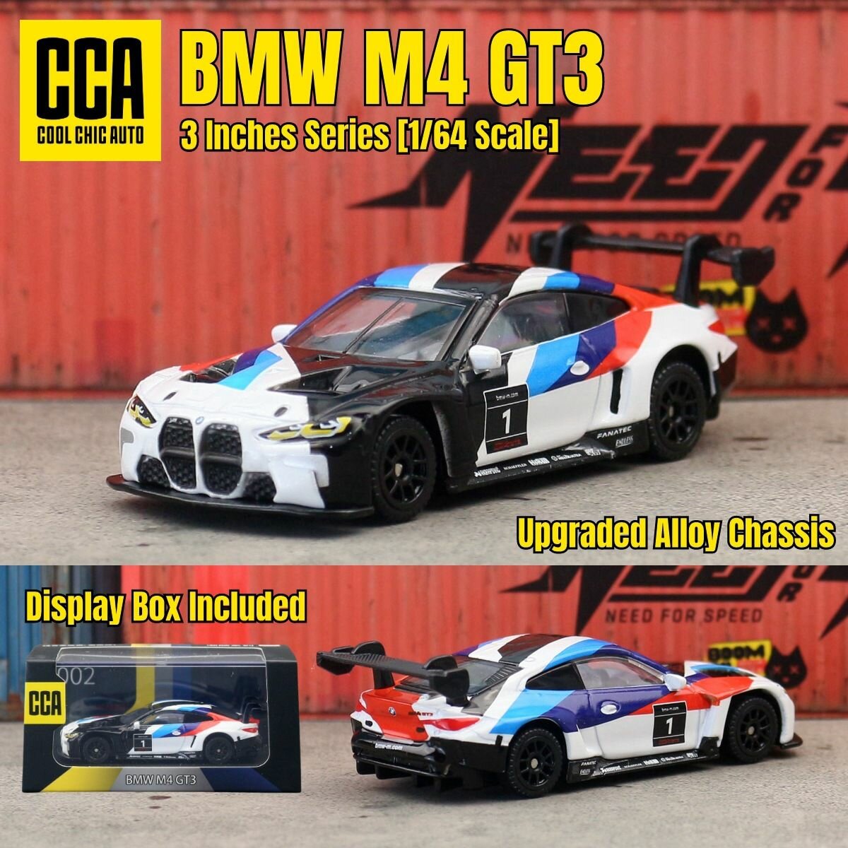 CCA 1:64, литой автомобиль модель машинки(BMW M4 GT3 черный)