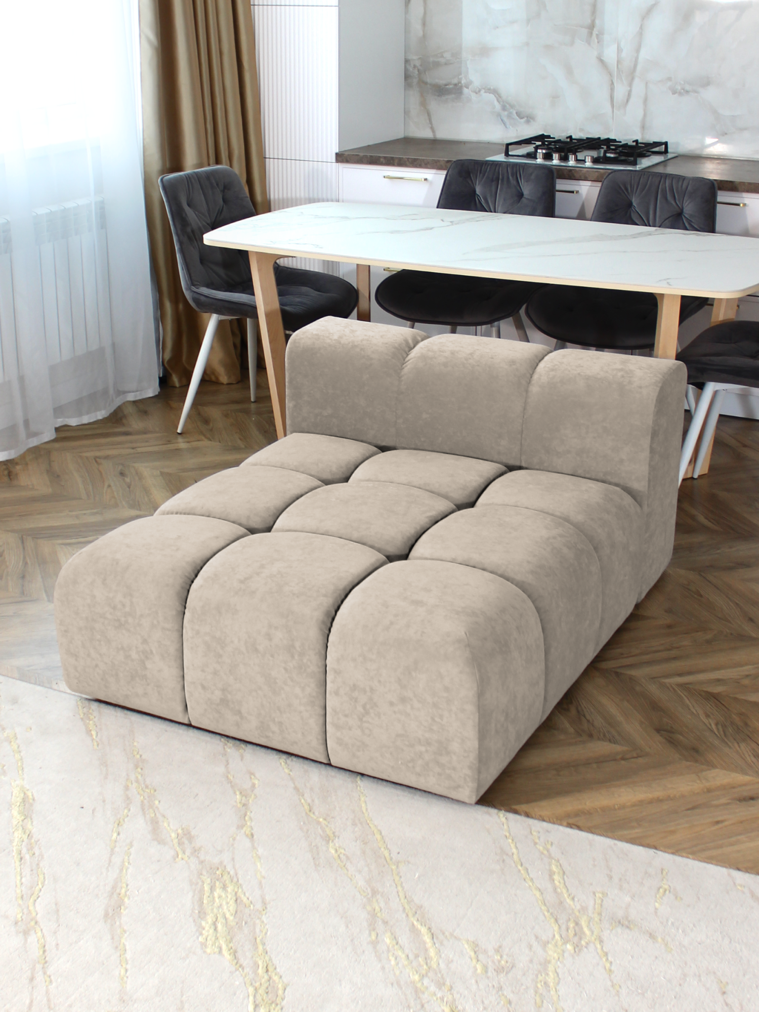 Диван модульный Квадро, бежевый, 105х140х62