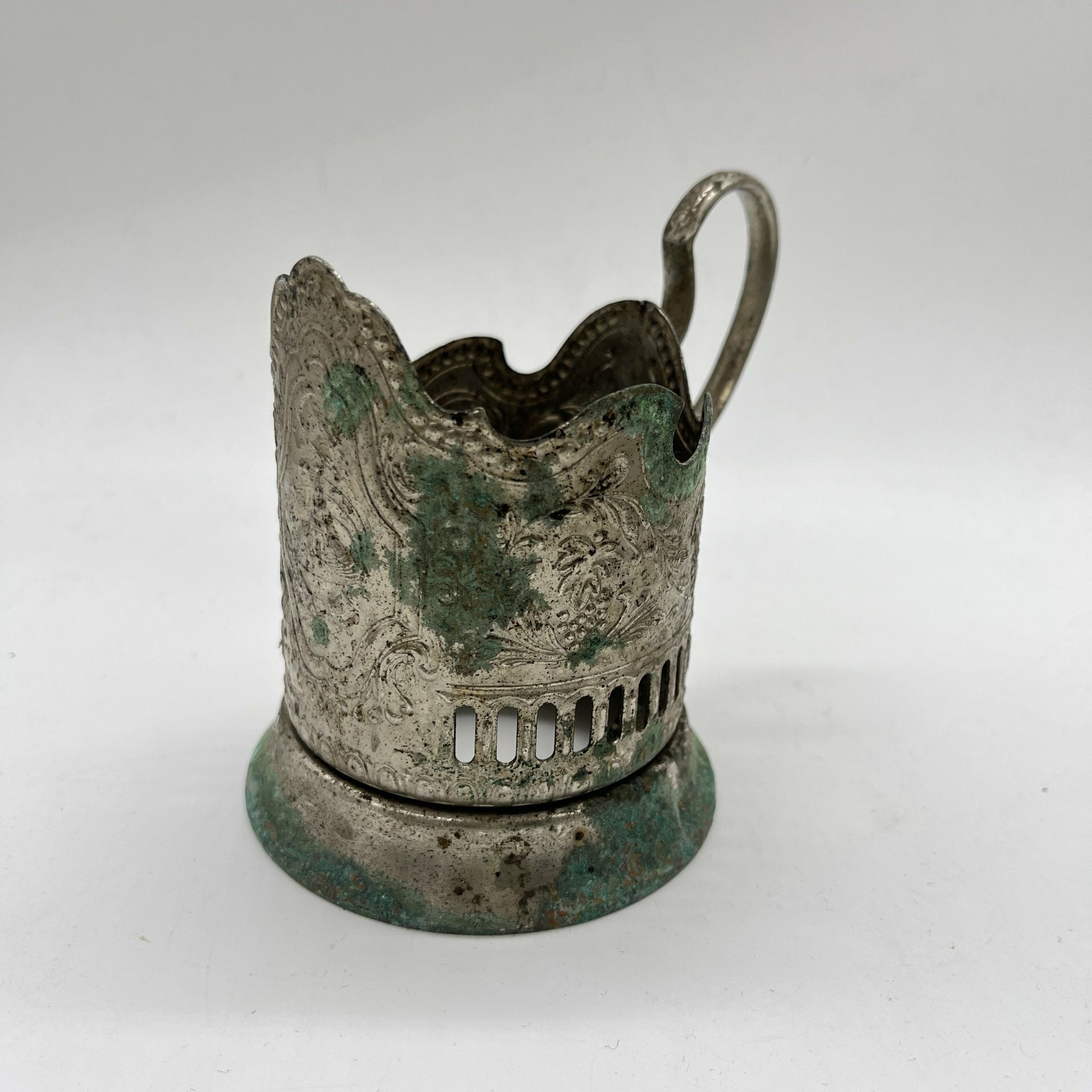 Подстаканник с изображением на космическую тематику, мельхиор (медь-никель)