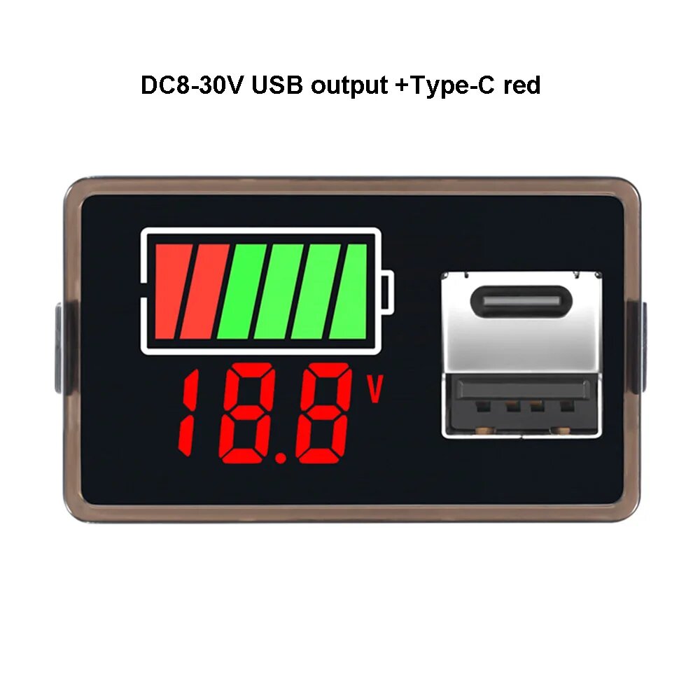 Вольтметр DC8-30V USB Type-C red