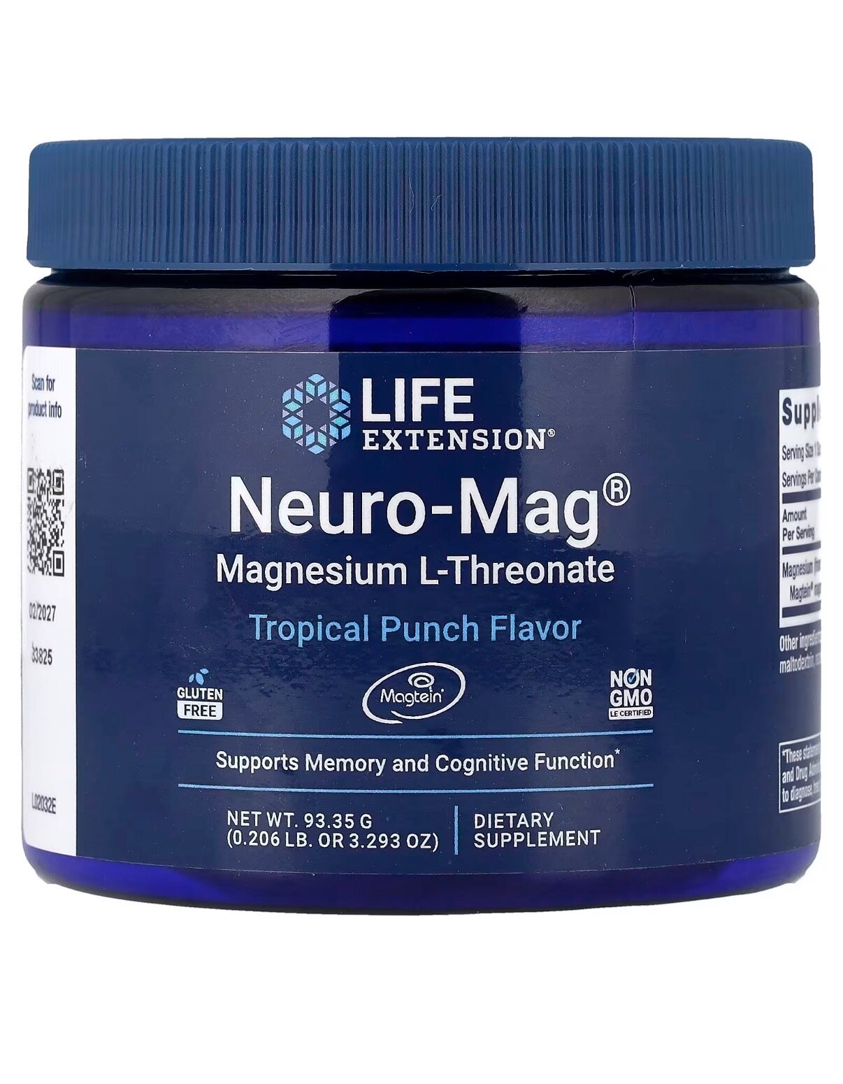 Life extension L-треонат магния Neuro-Mag в порошке с приятным тропическим вкусом 93 гр