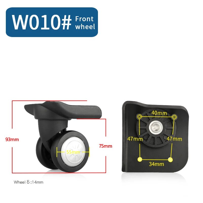 Сменные колеса для чемодана до и после колес, ролики для дорожной сумки, ремонт W010 Front(2Pcs)