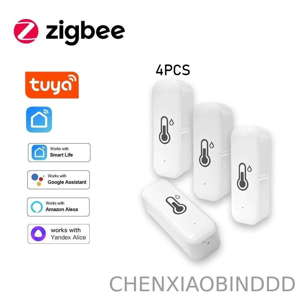 Датчик температуры и влажности TZ-P3-L-4 Zigbee для умного дома 4 шт. Белый