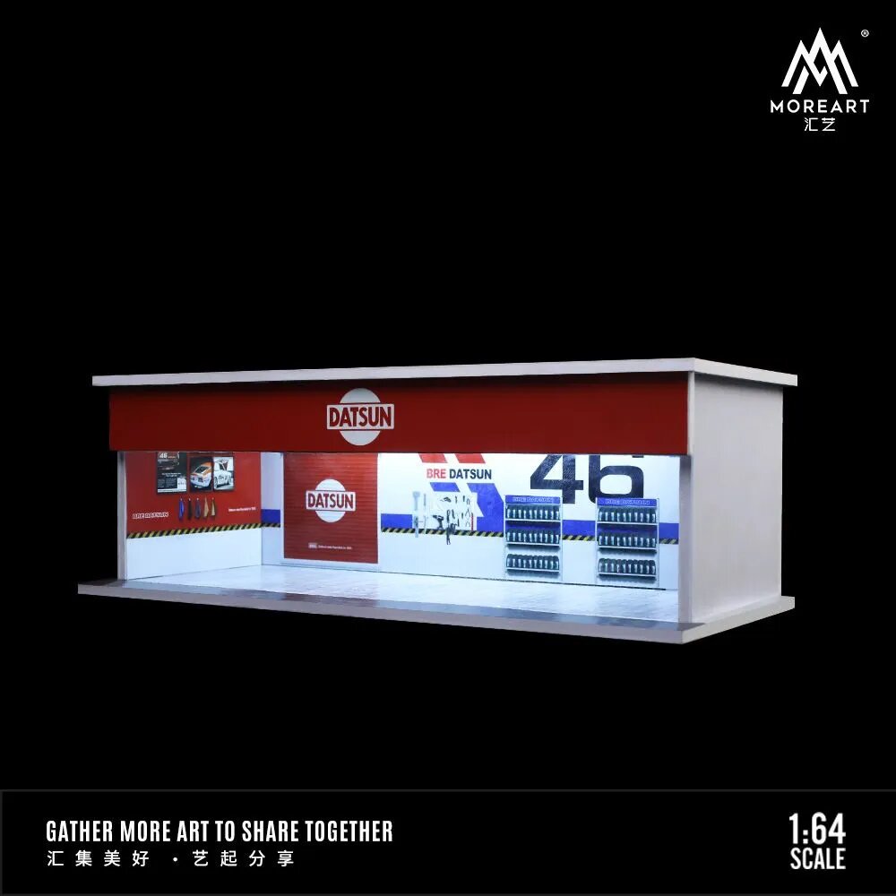 Диорама гараж MoreArt Porsche с подсветкой для машинок для моделей 1:64. Игрушечный гараж, парковка для машинок