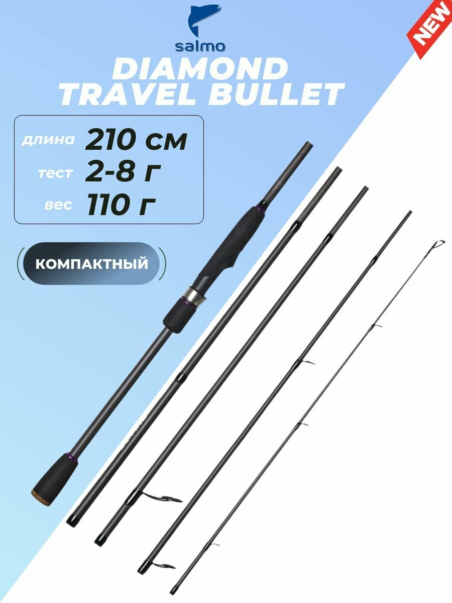 Спиннинг компактный Salmo Diamond Bullet Travel 8 / 210см, 2-8г