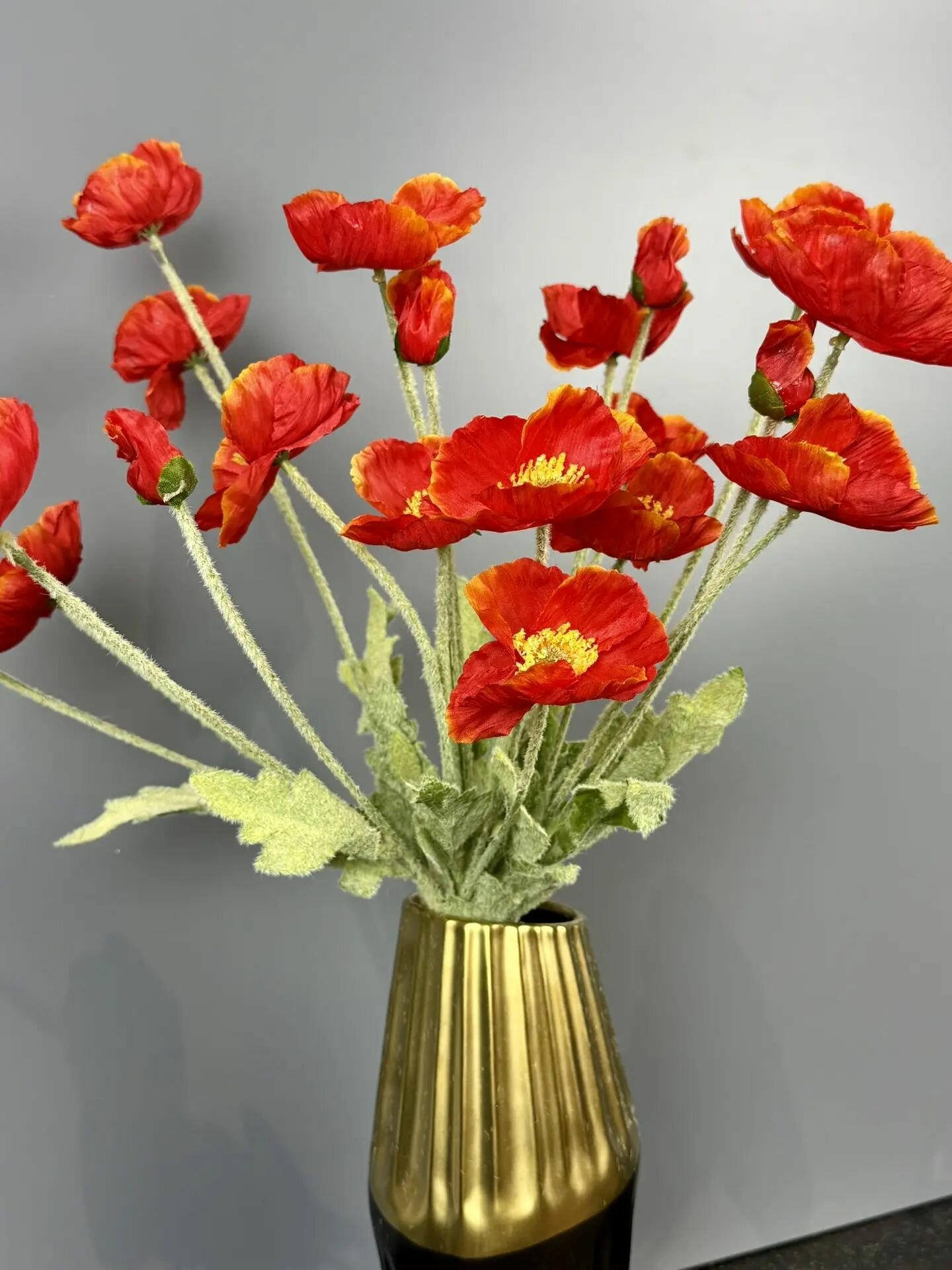 Искусственные цветы мак оранжевый полевой осенний букет для декора премиум серия 5 веток 62 см