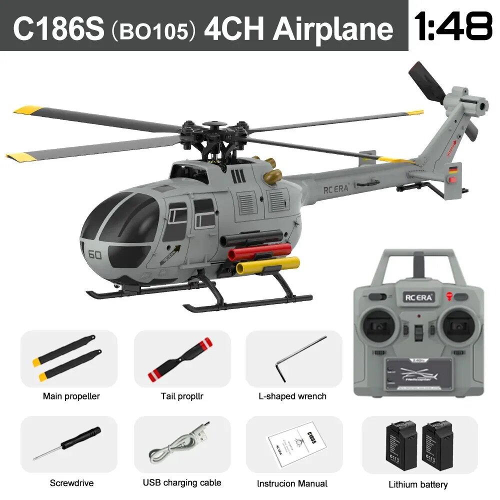 RC ERA C186S BO105 Бесщеточный 4-канальный вертолет с 6-осевым гироскопом для позиционирования оптического потока