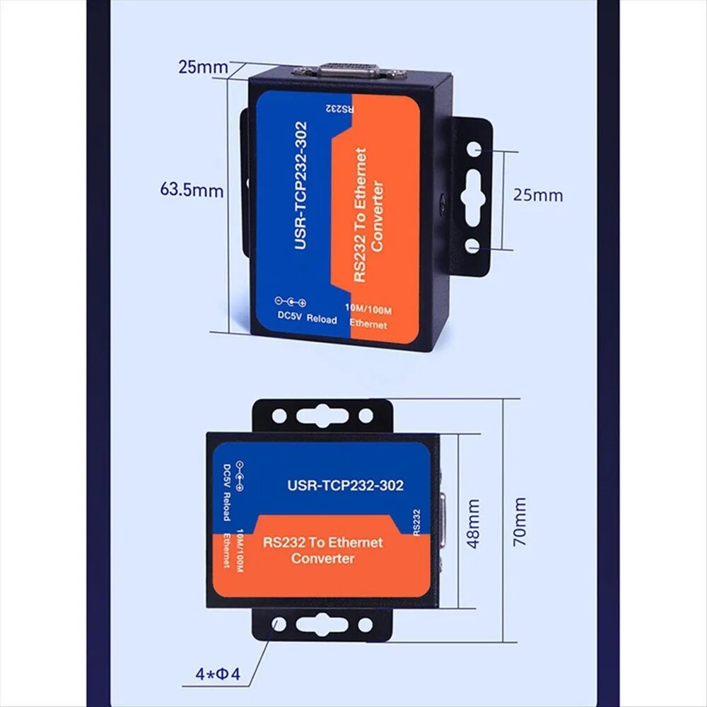 Серверный модуль USR Ethernet USR-TCP232-302 RS232 в Ethernet Серверный модуль TCP IP Ethernet-преобразователь Поддержка DHCP / DNS
