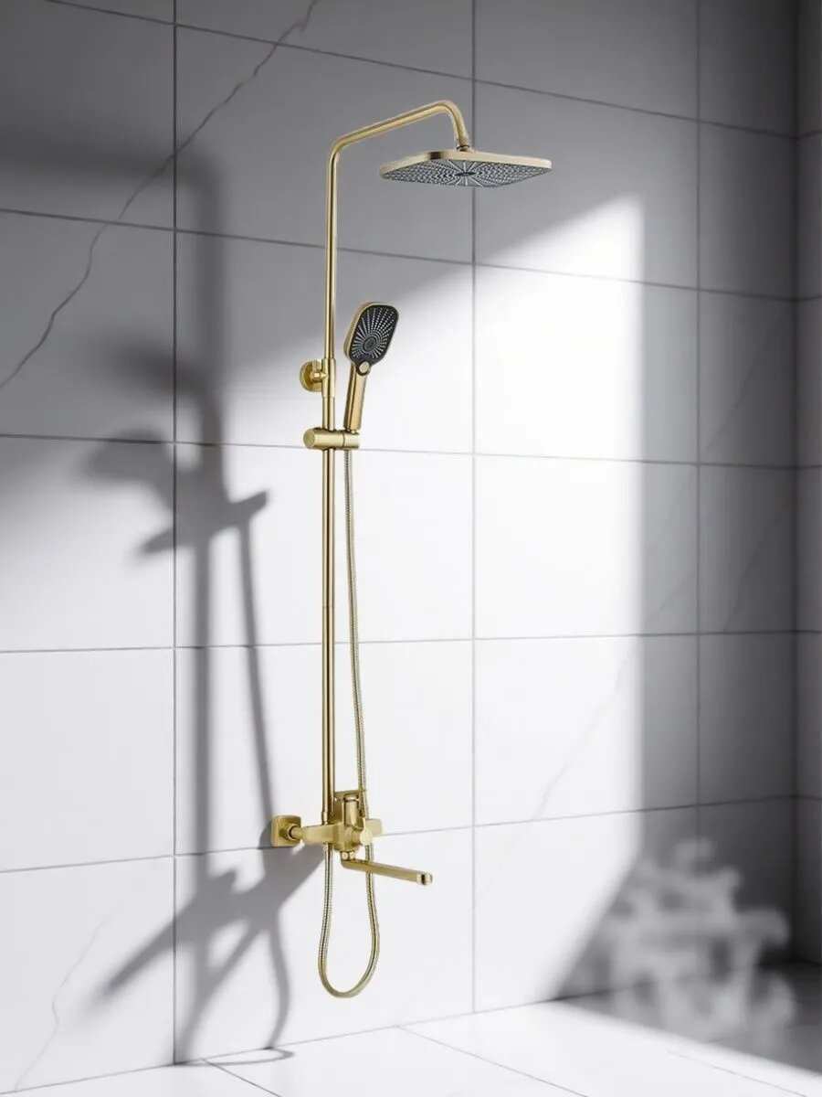 Душевая система с тропическом душем из латуни Hansen H33020-S матовое золото