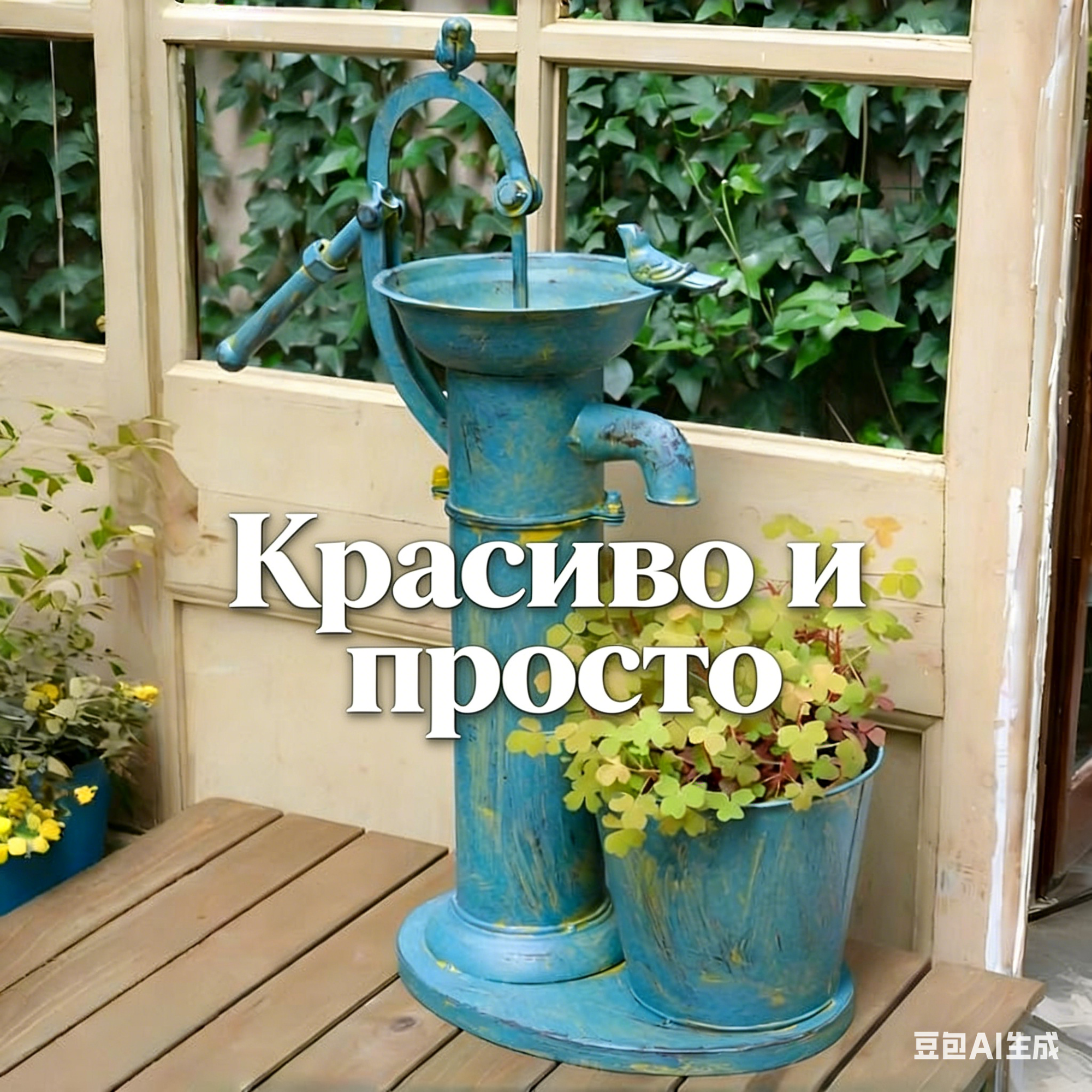 Креативный цветочный горшок в стиле ретро, материал - кованое железо, высота 58 см, синий