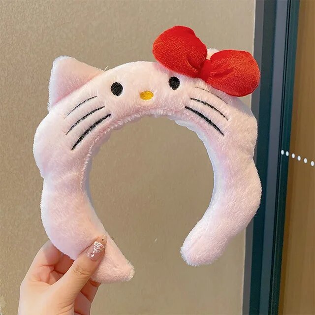 Плюшевая повязка на голову Sanrio Hello Kitty, милый аксессуар для волос в виде мультяшной капибары, модное украшение для вечеринки, подарок для девочки на праздники.