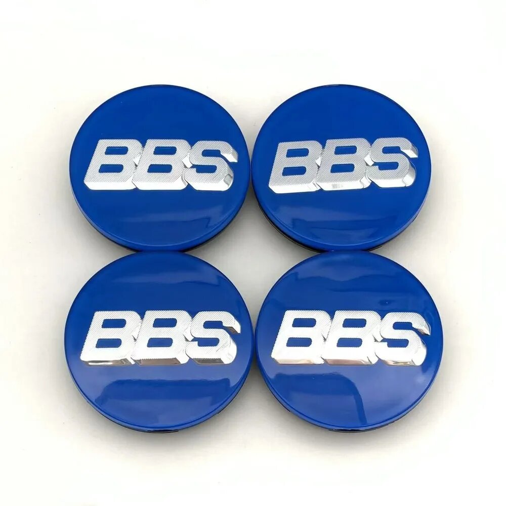 Колпаки ступицы колеса BBS для дисков, комплект 4 шт, синие, 60 мм, заглушки
