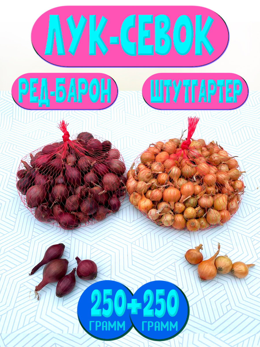 Лук севок на посадку весной Штутгартер Ризен, 0.25 кг и Ред Барон 0,25 кг