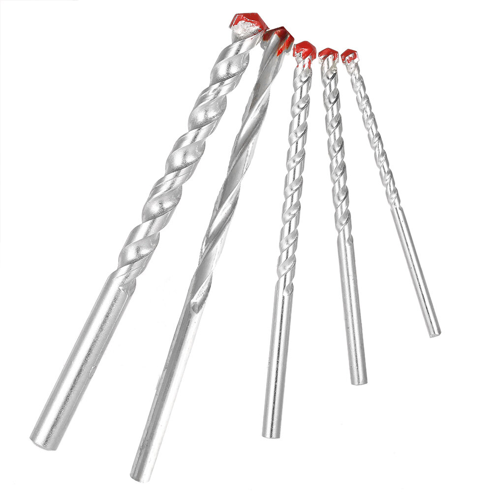 5pcs Набор Буровых Дрелей для Камня 4-10mm YG8 Оцинкованные С Винтовой Нарезкой Круглая Шейка для Дрillingа Бетона Кирпича Плитки