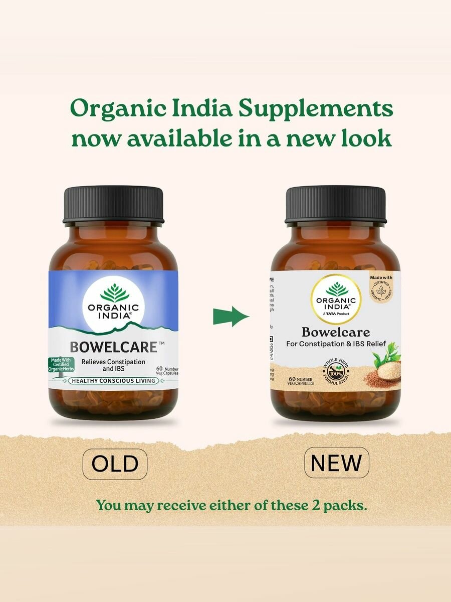 Боуэлкер Органик Индия (Bowelcare Organic India) для облегчения запоров и синдрома раздраженного кишечника, 2 шт по 60 капсул.