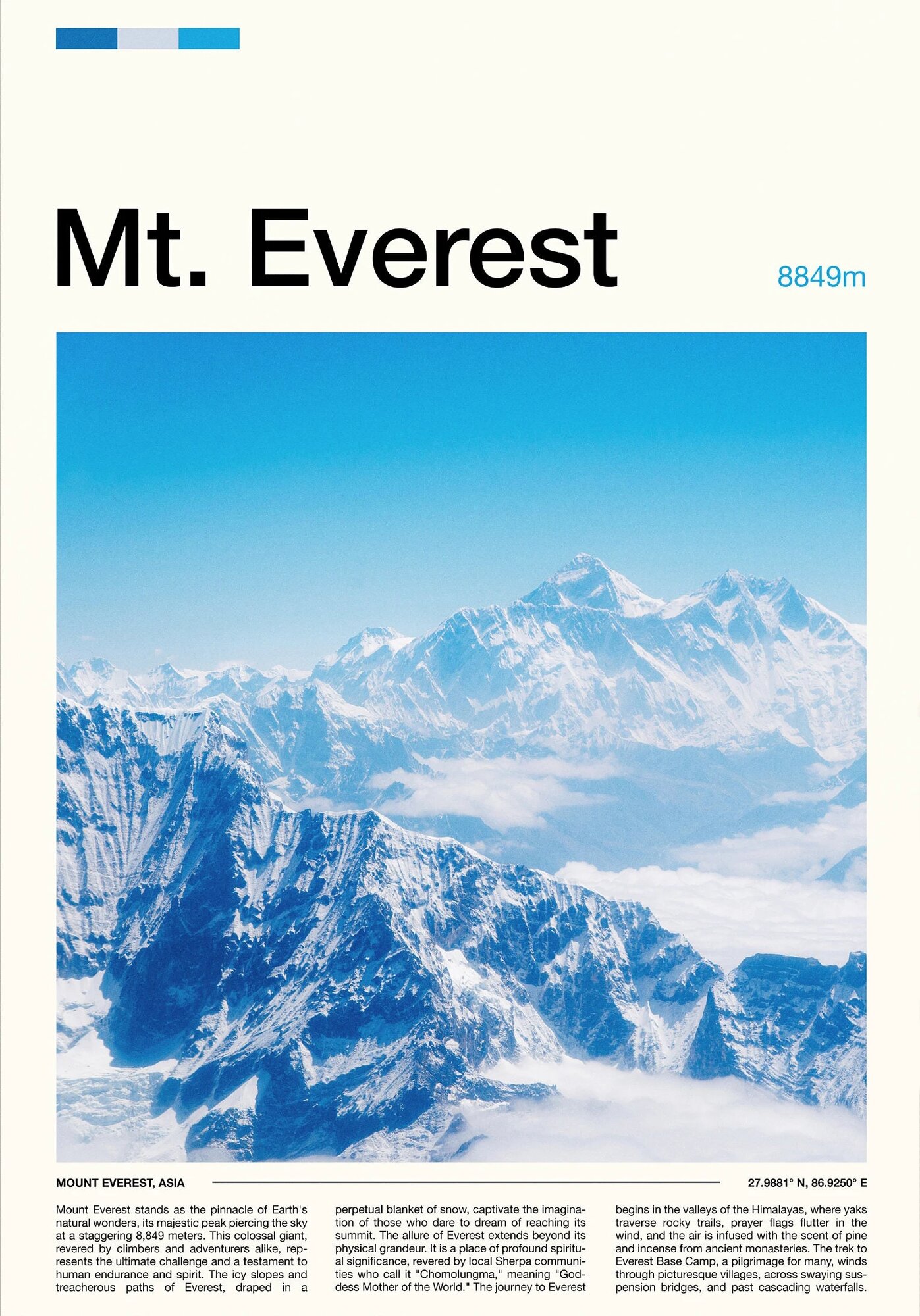 Печать на холсте "Горы реки городской лес гора Эверест гора Килиманджаро" nn-16, 20X30cm Unframed