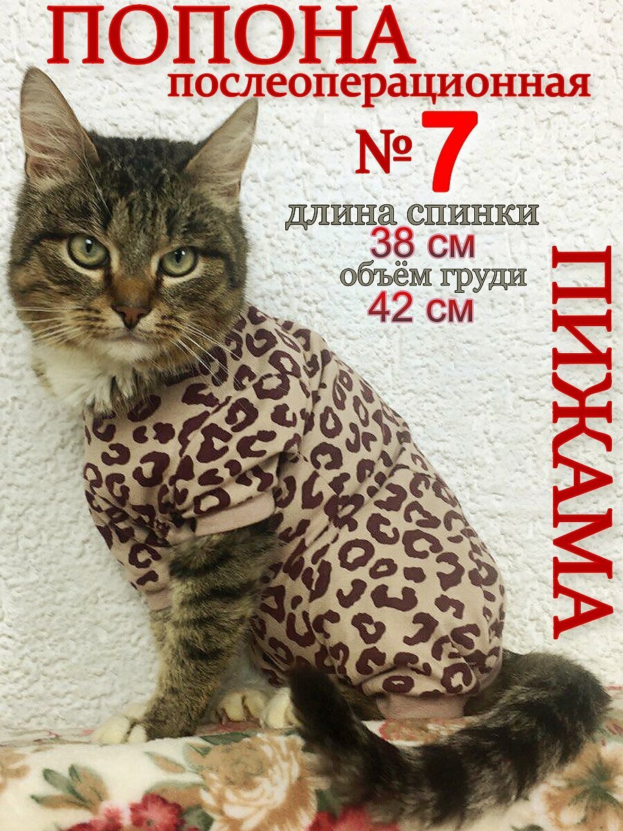Попона-пижама "Леопардовый рай" послеоперационная для кошек №7