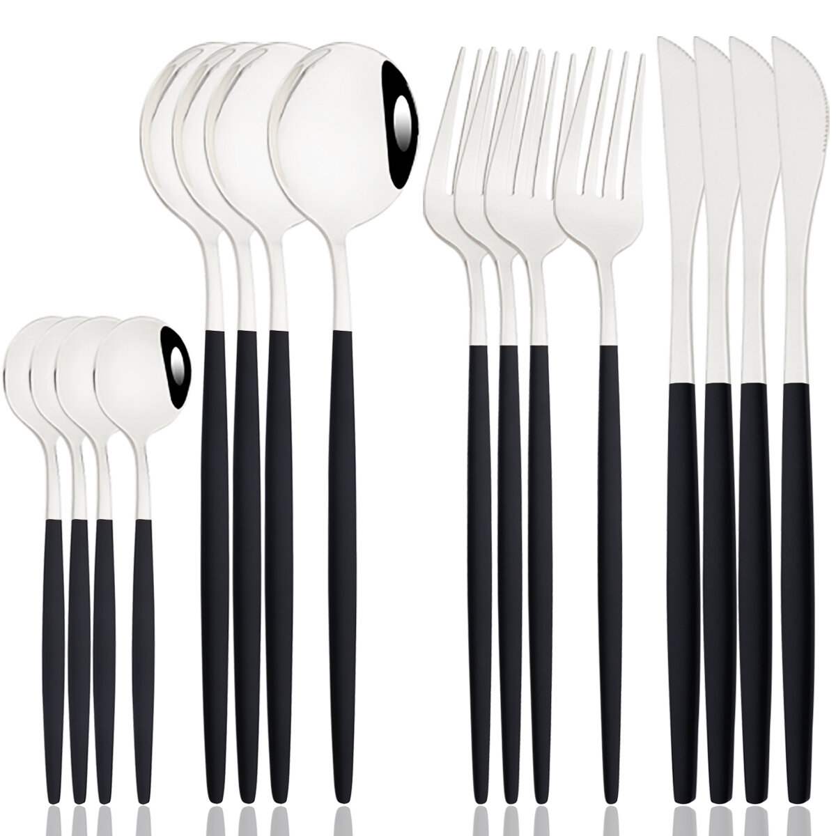 16 шт столовая посуда столовая посуда набор зеркало столовая посуда набор из нержавеющей стали вилка нож чайная ложка обед серебряная посуда кухня посуда набор