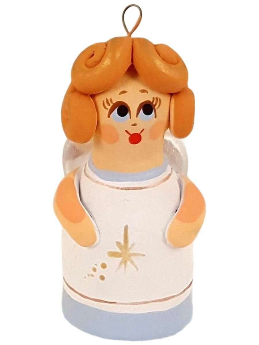 Наперсток, подвеска "Ангел"-3, Ковровская глиняная игрушка, ручная авторская работа