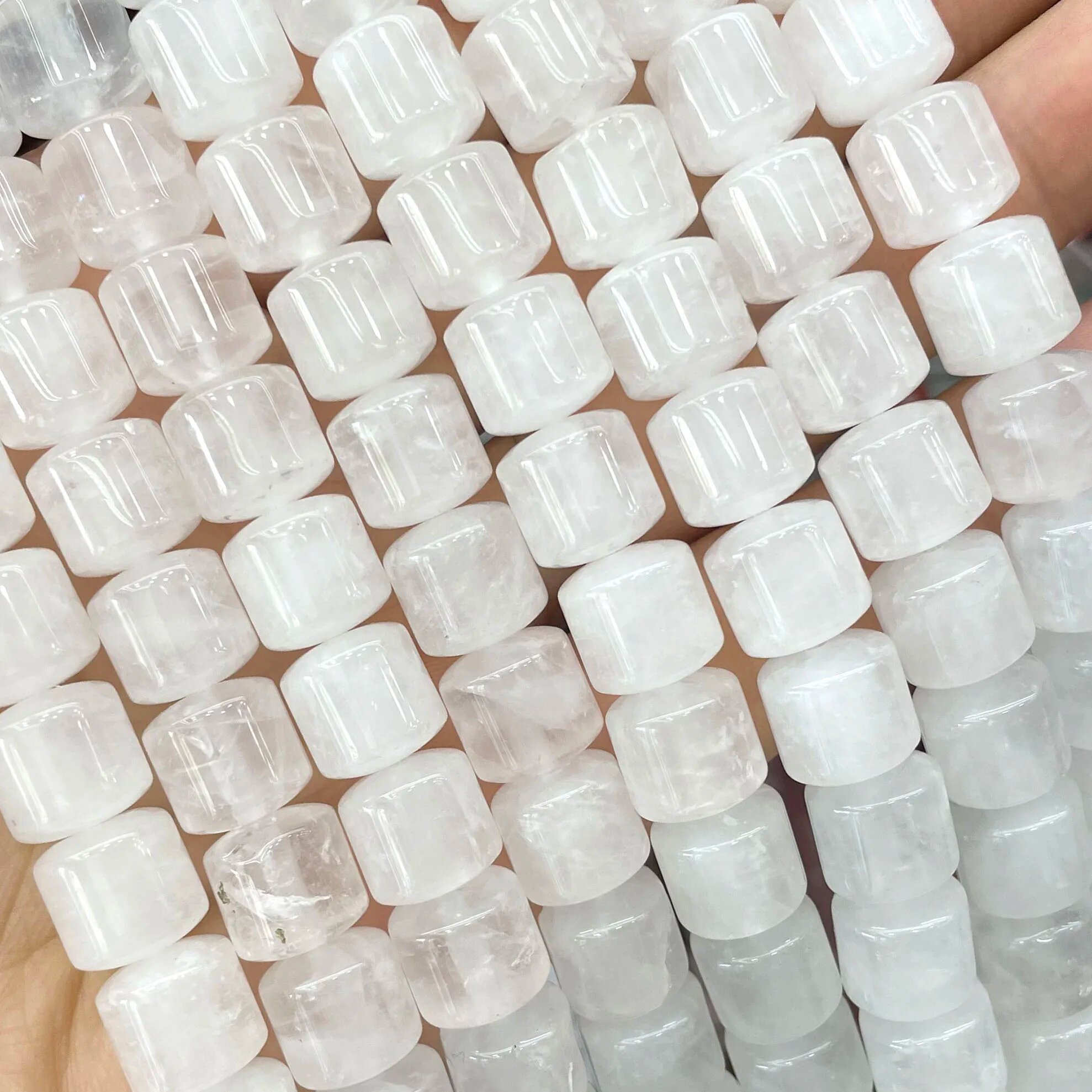 Бусины JCXAZSJ из натурального камня 10x10 мм Белый, white crystal