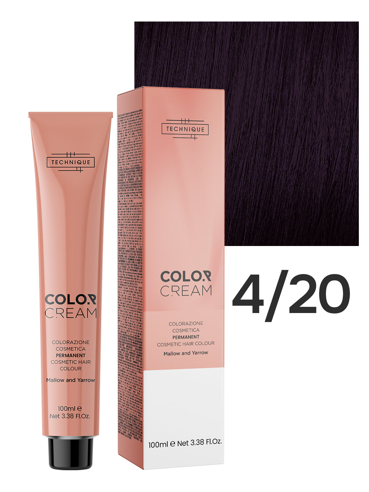 Крем - краска для волос профессиональная Technique Color Cream Permanent Cosmetic Hair Colour 4.20 Каштановый Фиолетовый, 100 мл