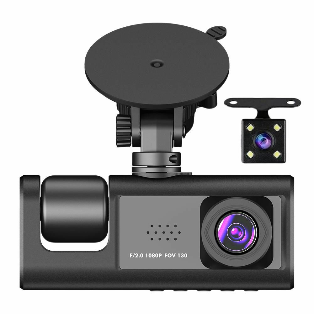 Видеорегистратор с передней и двумя дополнительными камерами, 1080P