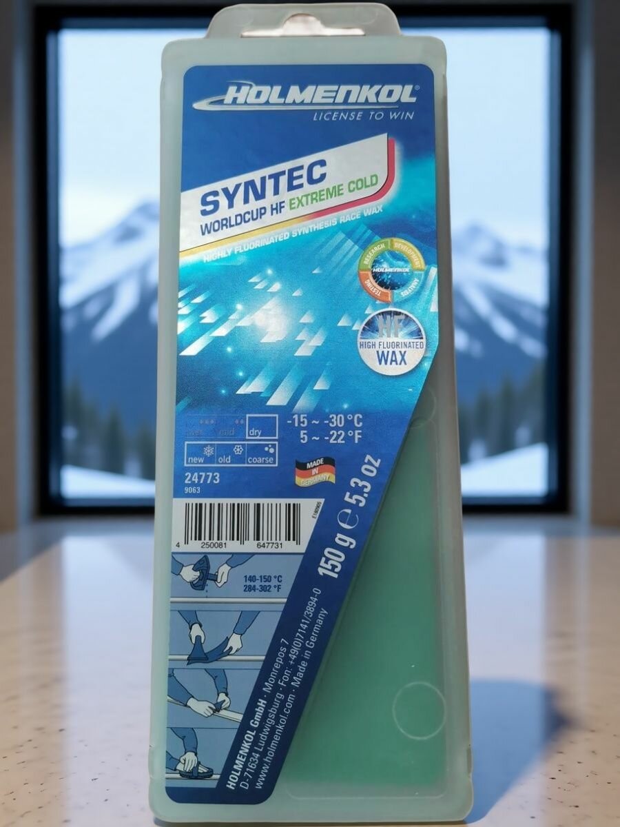 Высокофтористый парафин Holmenkol Syntec WorldCup HF Extreme COLD (-15/-30C), 150гр.