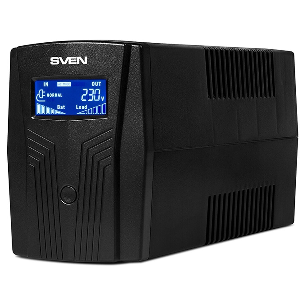 Источник бесперебойного питания Sven PRO 650, 2 розетки 650 ВA, 390 Вт LCD дисплей, черный (SV-013844)