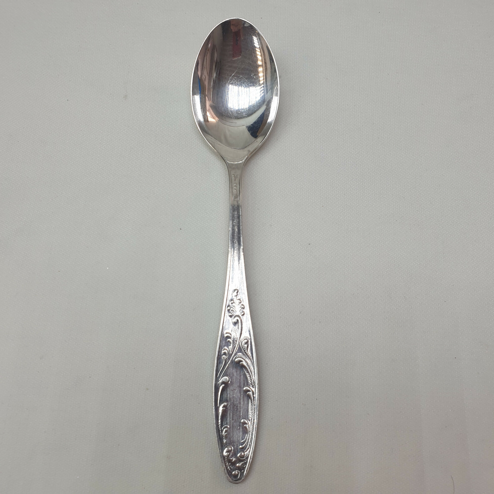 Винтажная столовая ложка Кольчугино, Старое пламя, мельхиор. СССР