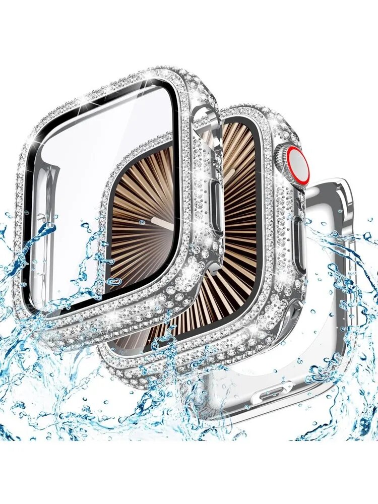Защитный чехол бампер для Apple Watch Series 10-11 42 мм, с противоударными свойствами, Функция хранителя экрана, твердая оболочка, со стразами