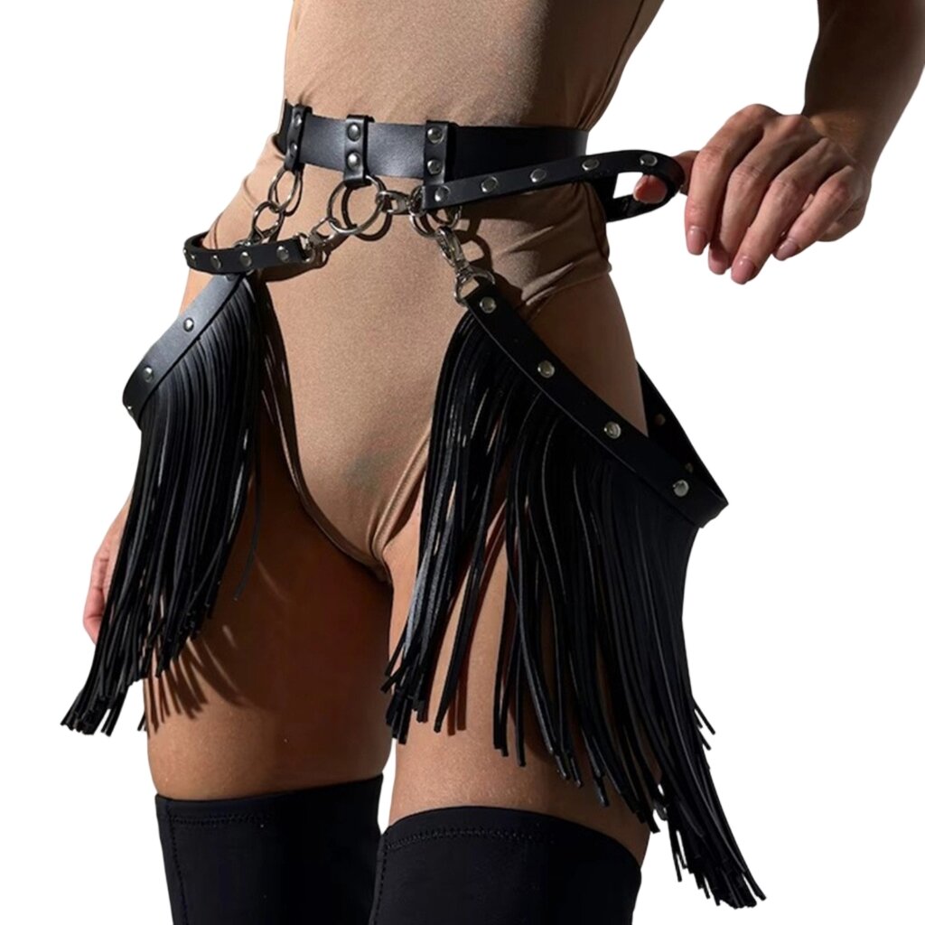 Женский сексуальный пояс из искусственной кожи, регулируемый пояс с кистями, цепочка для тела в стиле панк, готический ремень, идеальный подарок для вечеринок