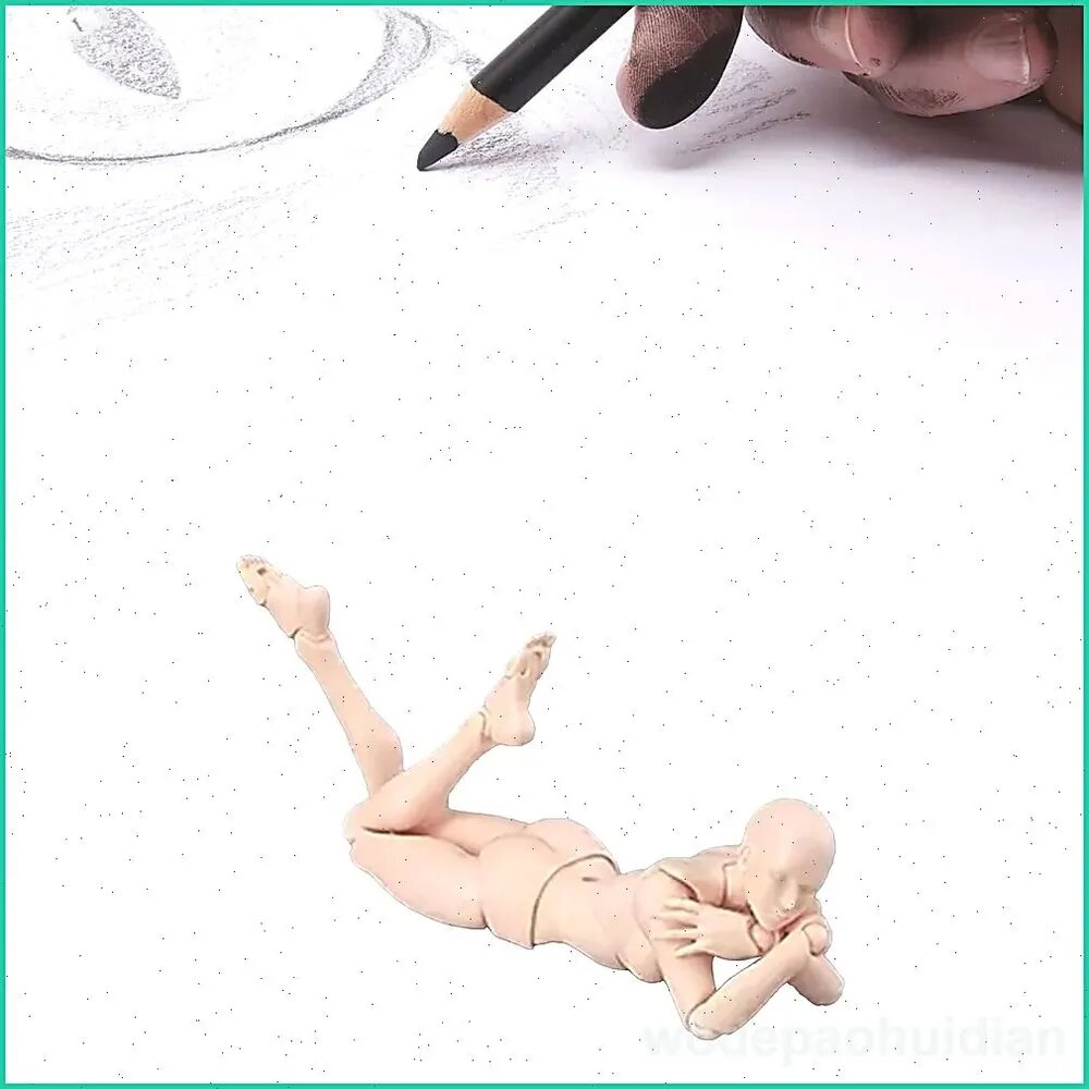 Тело фигурки пластиковое для рисования или коллекционирования в позе лежащей, бежевого цвета — фото 1