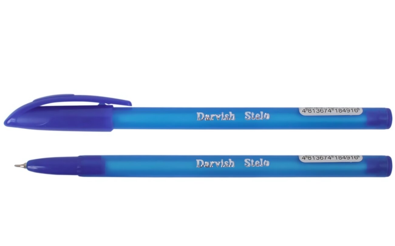 Ручка шариковая "Stelo" 0.7мм, синие масляные чернила, синий полупрозрачный корпус, мягкое письмо