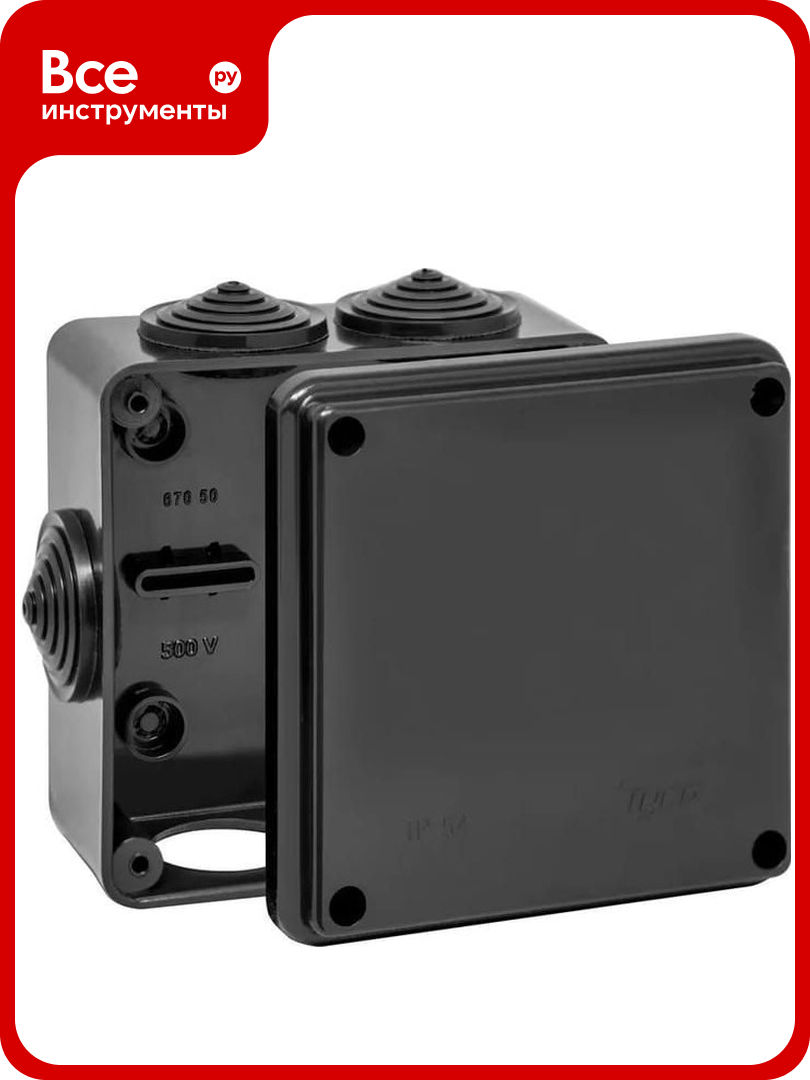 Распределительная коробка Рувинил ОП 100х100х50мм УХЛ1 IP54 черный 67050Ч