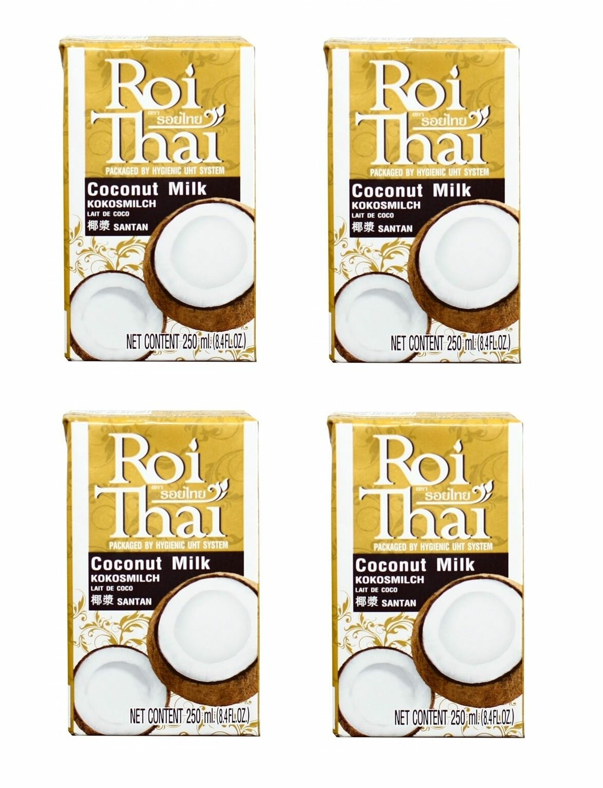 Молоко кокосовое без глютена, Roi Thai, Таиланд, 250 мл х 4шт