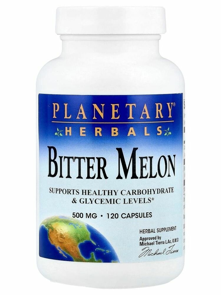 Горькая дыня, 1000 мг, 120 капсул (500 мг на капсулу), Planetary Herbals
