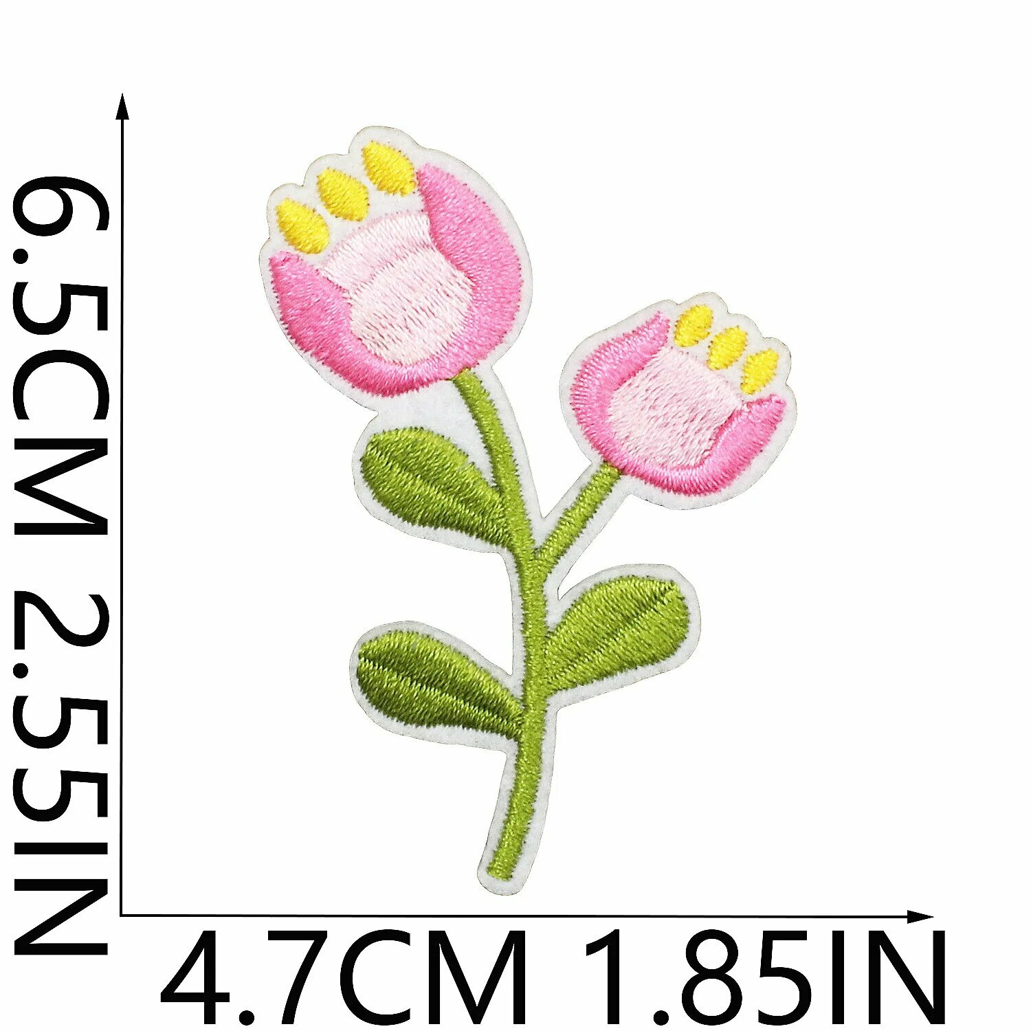 Розовые вышитые заплатки с цветами, 6.5x4.7 см, Color: -36