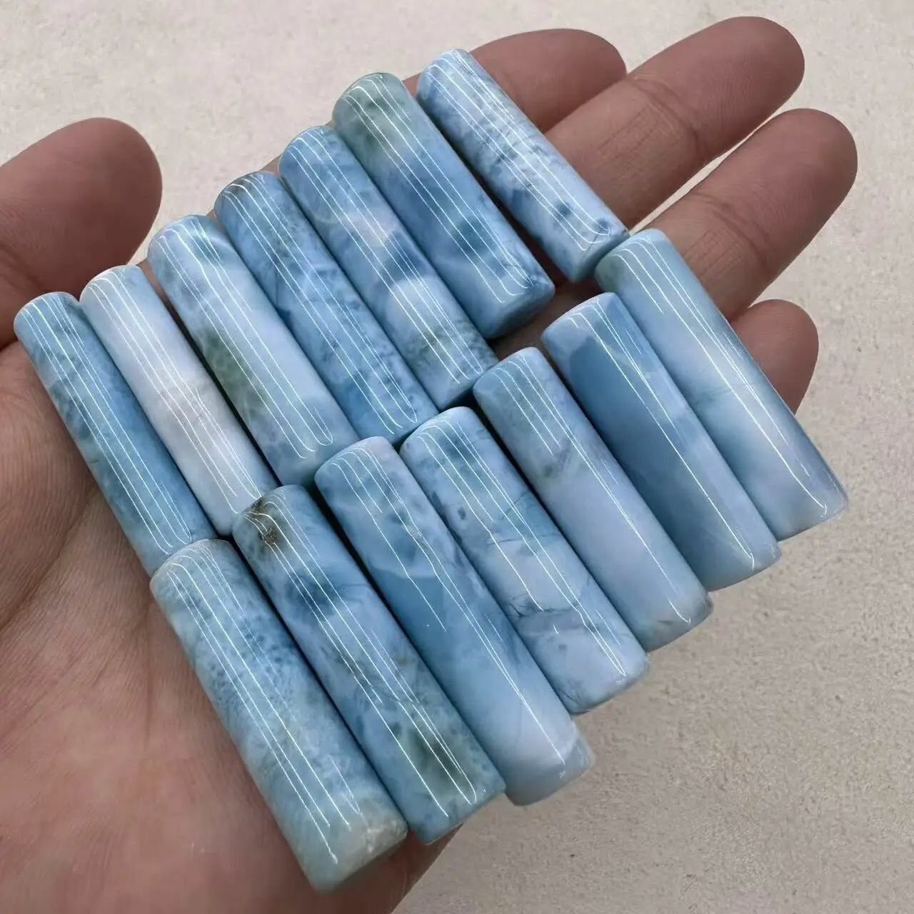 Качественный ларимар AAA, подвеска в форме цилиндра около 7x30 мм, натуральный, старший
