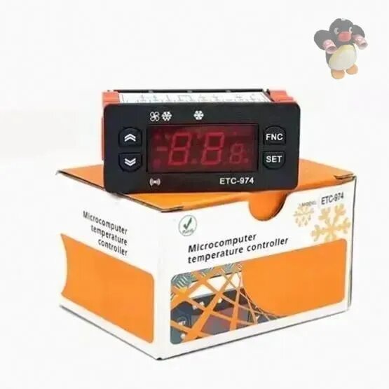 ETC-974 Микрокомпьютерный контроллер температуры для холодильника. Черный пластик. 110*80*60мм