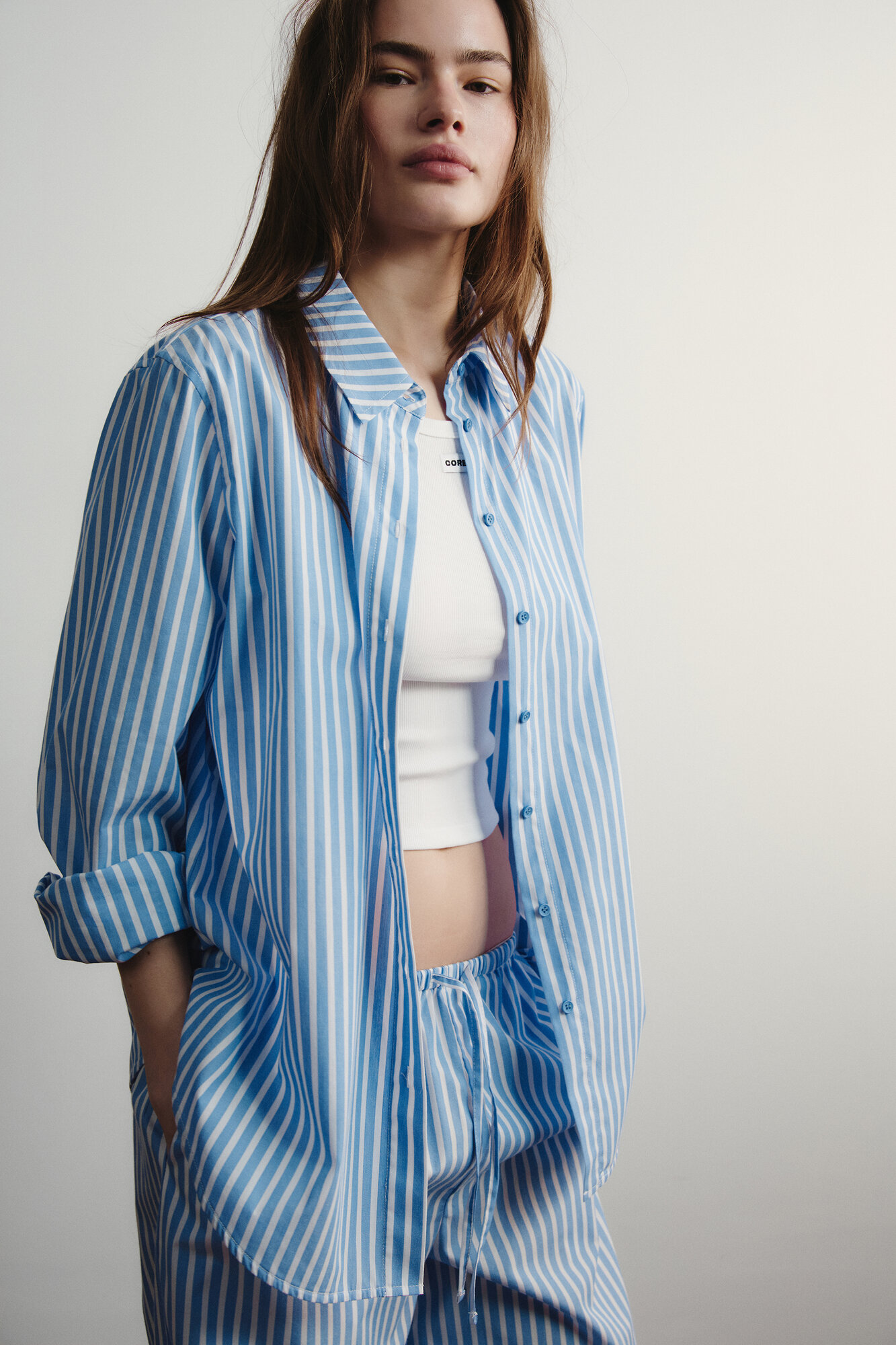 Блуза домашняя хлопковая в полоску