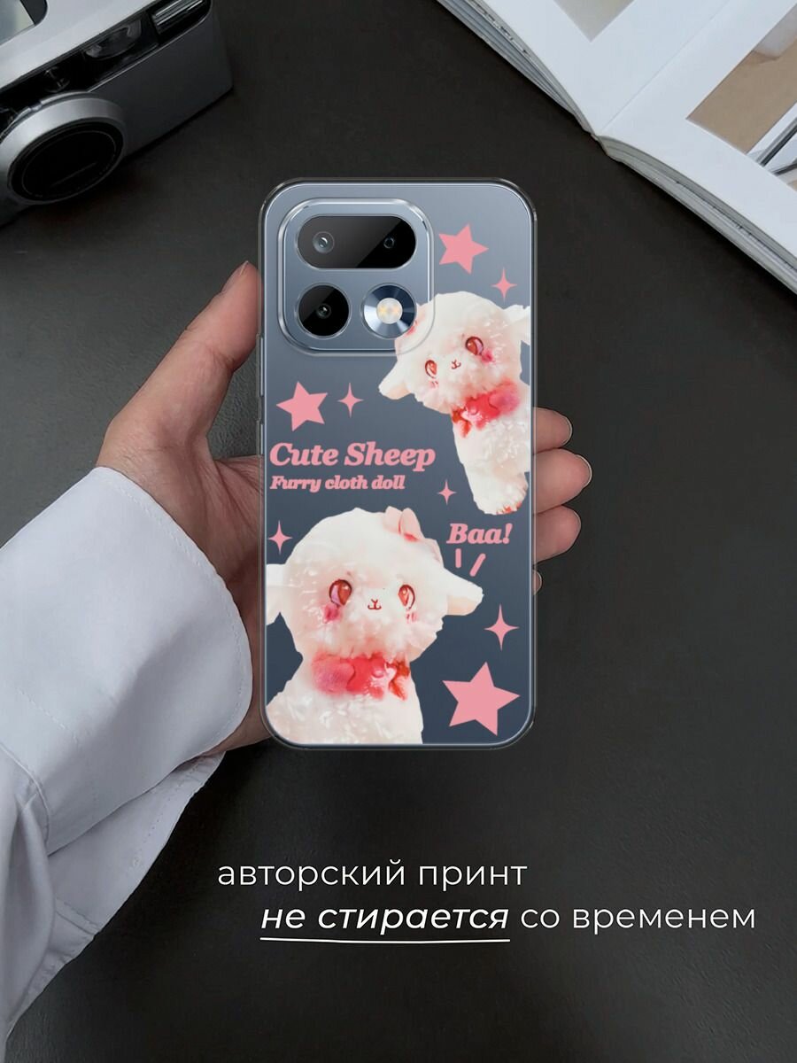 Чехол на Realme 16 Pro / Реалме 16 Про с принтом Cute sheep 2, прозрачный — фото 1